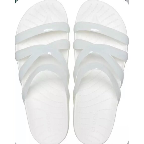 CROCS | Shoes | Crocs Womens White Splashy Glossy Strappy Sandals Size ...